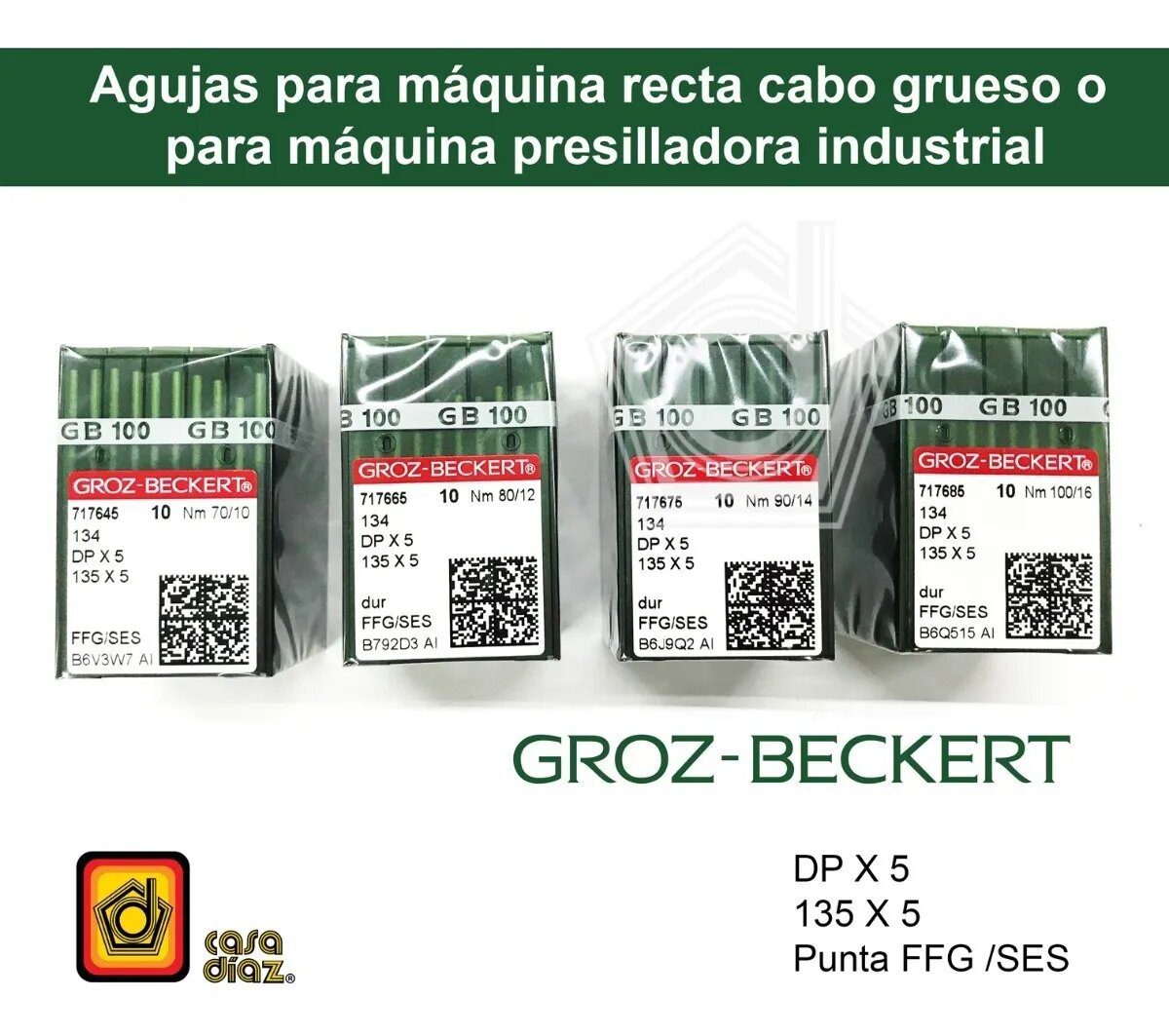 Agujas Groz Beckert Recta Cabo Grueso/ Presilladora 100 Pzas - Tienda Casa Diaz